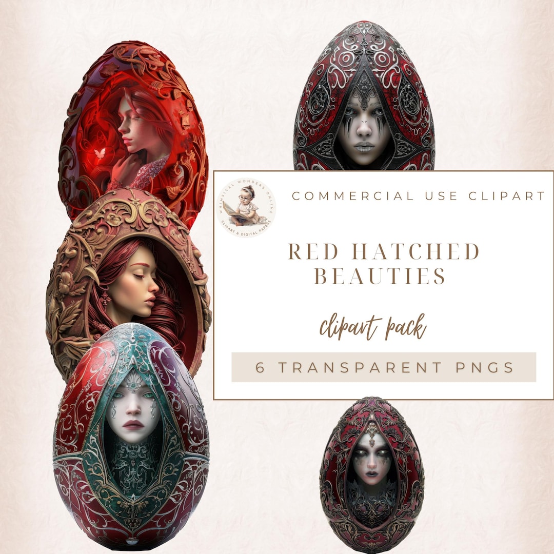 Gothic Eggs Clipart, Red Hatched Beauties Graphics, Fantasy Clipart ...