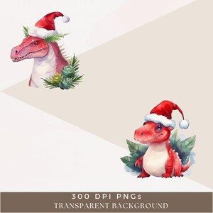 Christmas Dinasaur Clipart, Watercolor Dinosaur Clipart, Watercolor ...