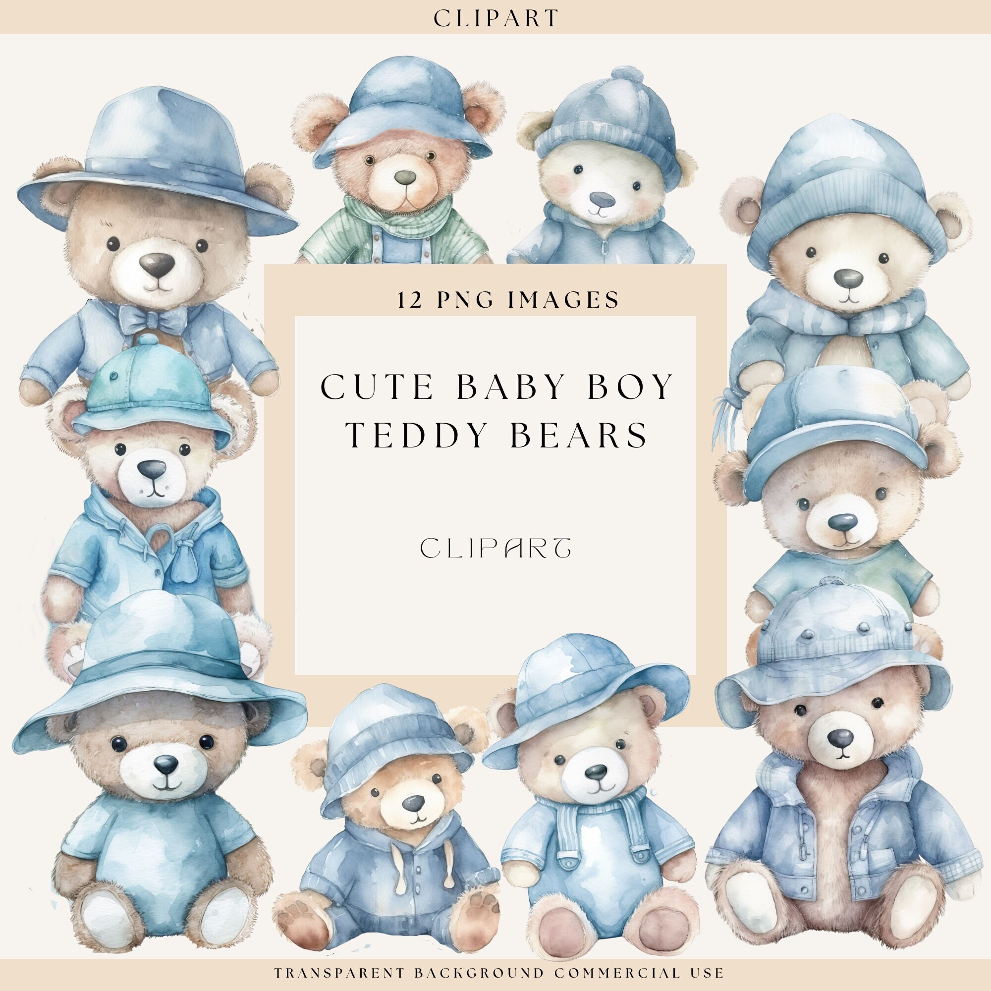 Cute Teddy Clipart, Blue Baby Boy Teddy Bear, Little Bear, Nursery ...