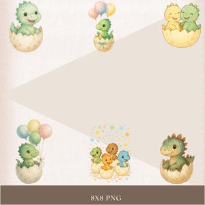 Baby Dinosaur Clipart, Dino Hatchlings Hatching From Eggs, Cute ...