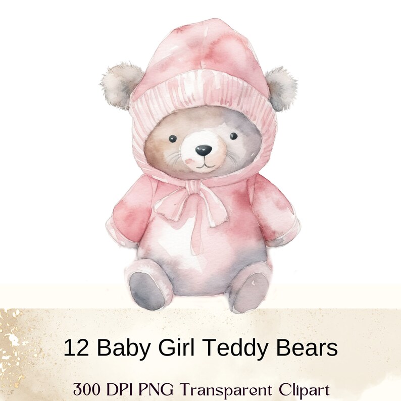 Cute Teddy Clipart, Pink Girl Baby Teddy Bear, Little Bear, Nursery ...
