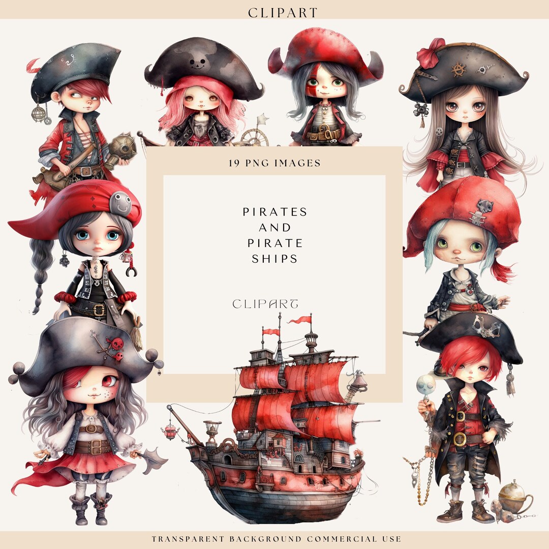 19 Cute Little Pirates Clipart, Pirate Girl Clipart, Pirate Boy Clipart ...