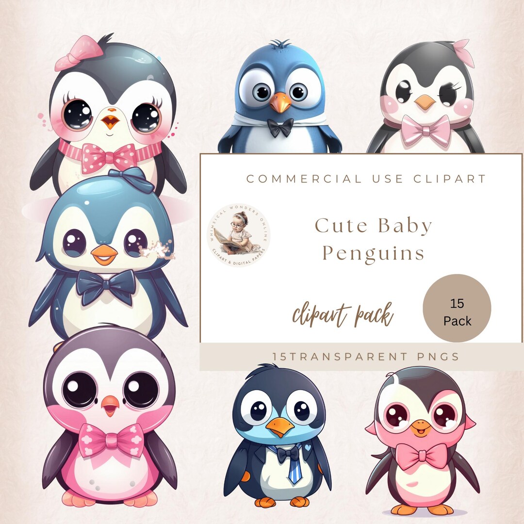 Cute Penguin Clipart Boy and Girl Penguin Clipart, Commercial Clipart ...