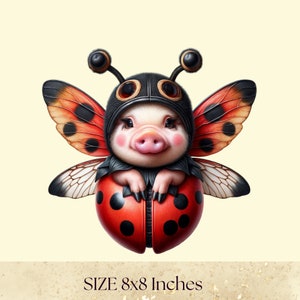 Cute Pig Clipart, Lady Bug Pig, Lady Bug Clipart, Fashion Clipart ...