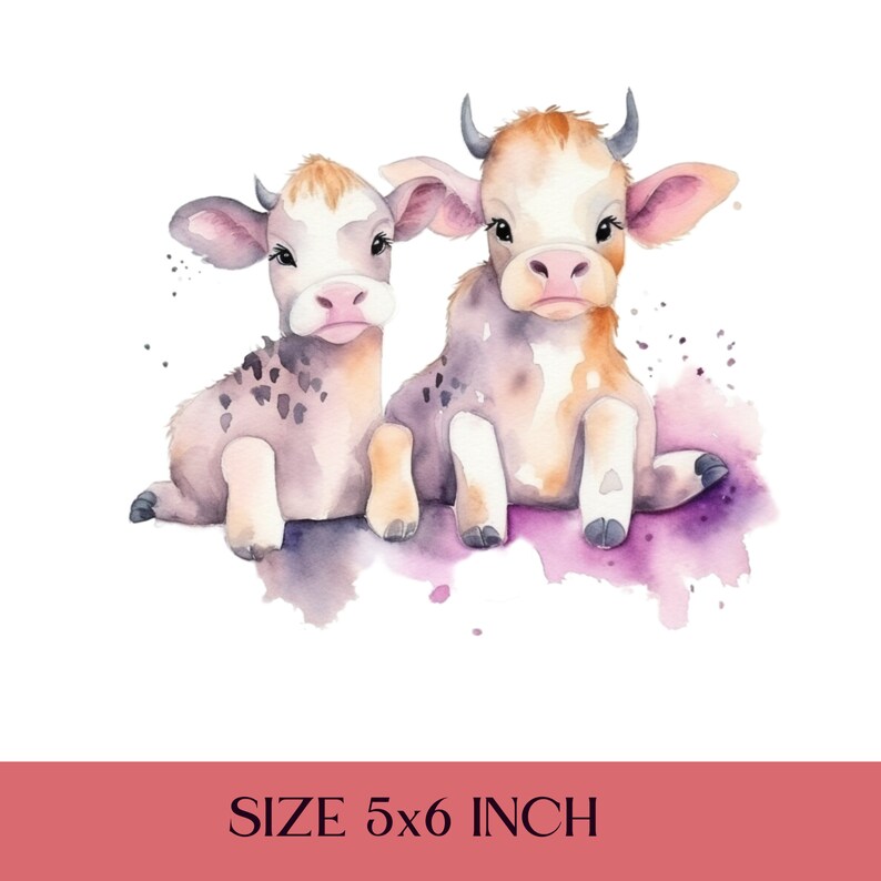 Cute Cow Clipart Digital Download Watercolor Clipart Animal - Etsy
