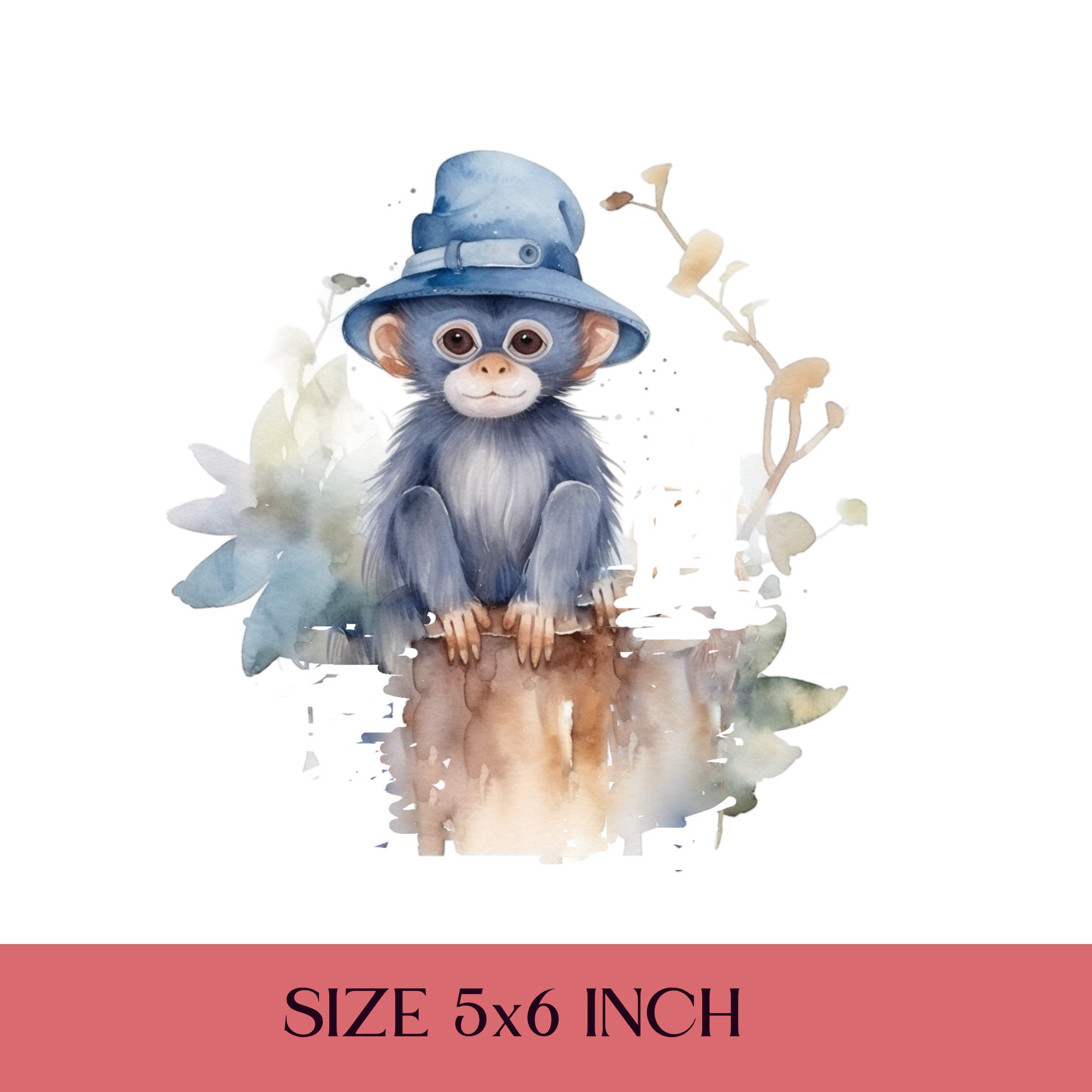 Cute Watercolor Baby Monkey Clipart Set, Monkey PNG, Baby Shower ...