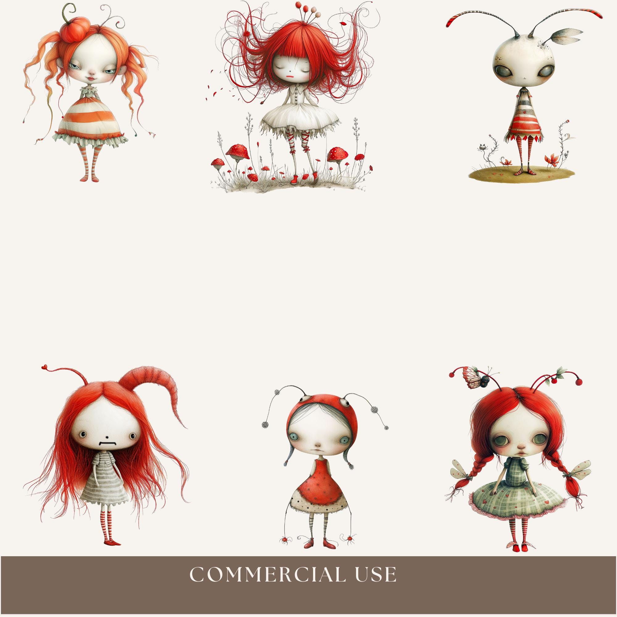 Quirky Girl Clipart, Whimsy Rose Spider Girls, Fantasy Clipart, Spider ...