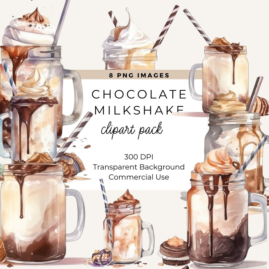 Watercolor Chocolate Milkshake Clipart Bundle,milkshake ,digital Images ...