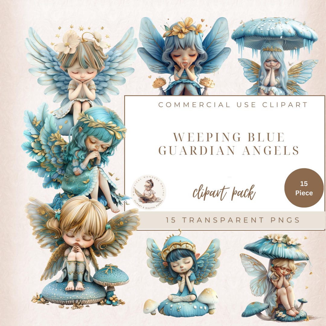 Weeping Blue Guardian Angels, Cute Angel Clipart, Christian Clipart ...