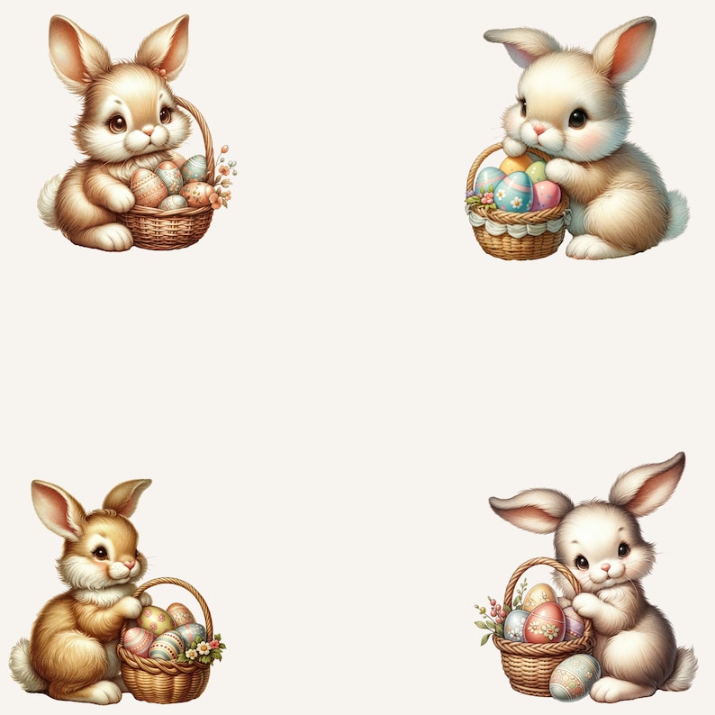 Easter Bunny Clipart, Baby Clipart, Cute Baby Animals, Nursery Art ...