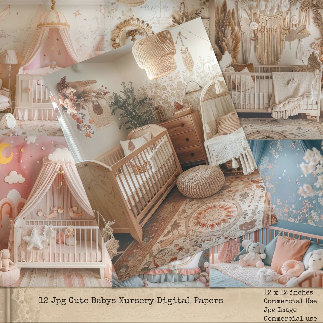 Baby's Nursery Papers, Babies Journal, Digital Nursery Paper, Digital ...