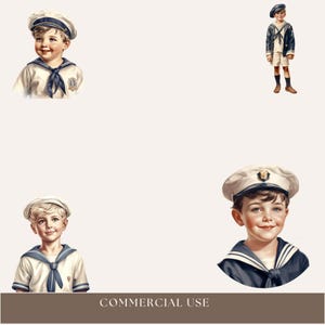 Cute Sailor Boys Clipart, Nautical Clipart, Little Sailor Clipart ...