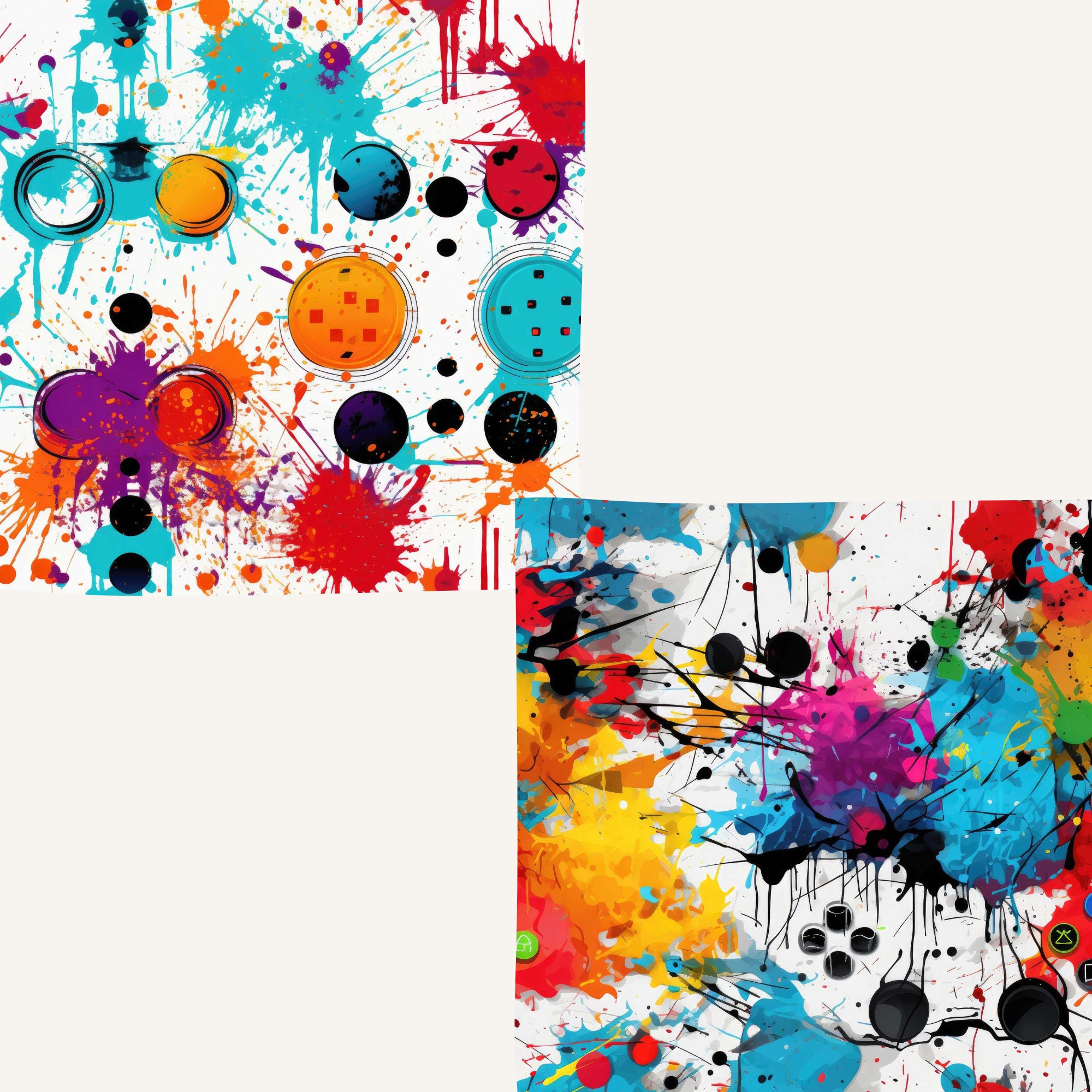 Video Game Digital Paper Paint Splash Gamer Background Pattern ...