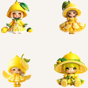 Lemon Girls Clipart, Baby Shower Clipart, Fantasy Clipart, Fashion Girl ...