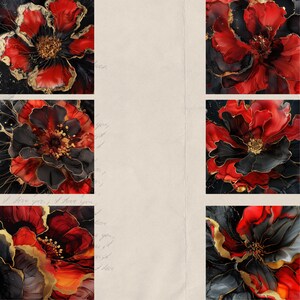 Printable Papers, Alcohol Ink Flower Digital Papers, Gothic Flower Junk ...