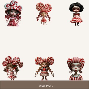 Whimsy Christmas Candy Cane Girls Clipart, Christmas Girls Clipart ...