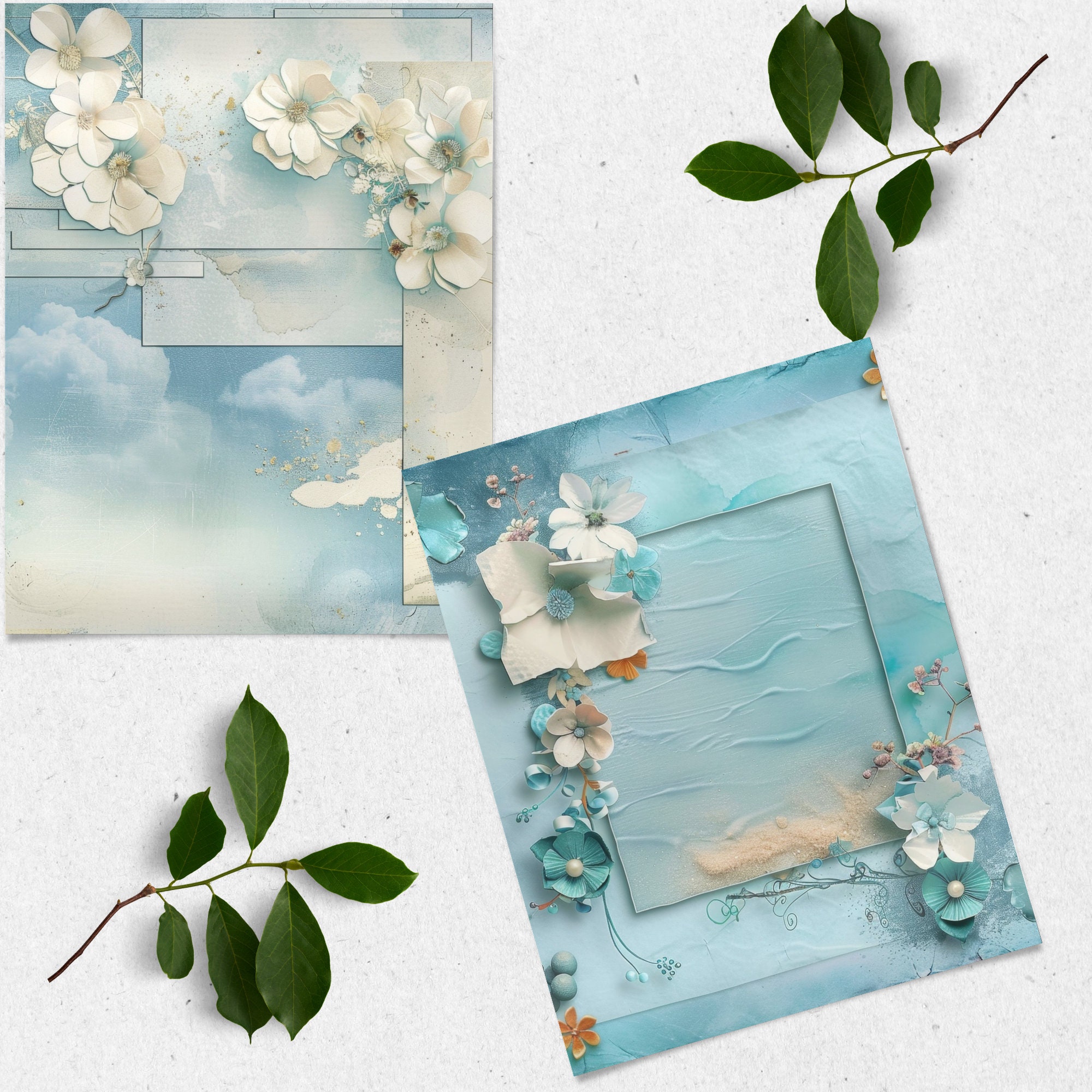 Printable Texture Shabby Chic Digital Papers, Blue Texture Paper, Blue ...