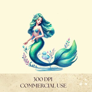 Cute Mermaid Clipart, Sea Animals Clipart, Under the Sea, Fairy Tale ...