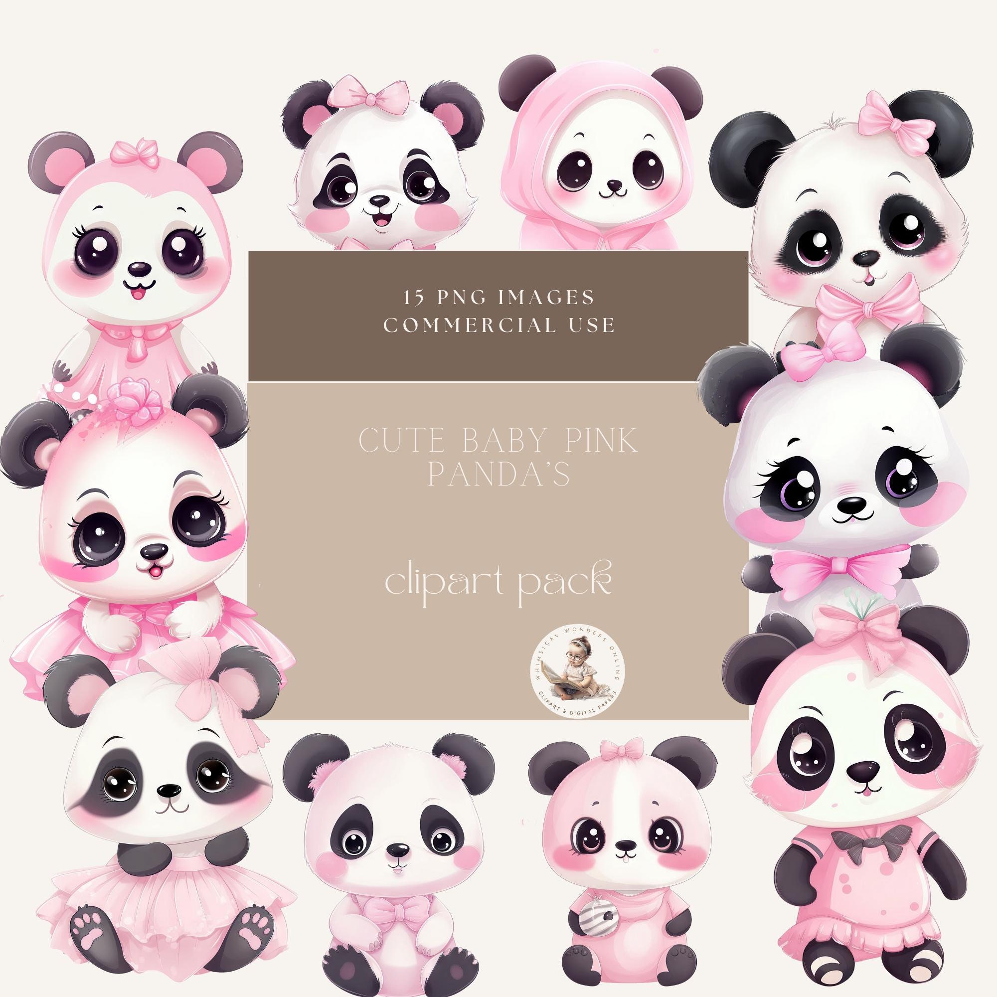 Cute Baby Pink Panda Clipart, Baby Shower, Gender Reveal, Girl 1st ...