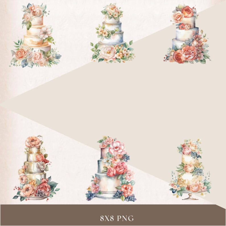 Watercolor Wedding Cake Clipart, Commercial Use, Transparent Pngs ...