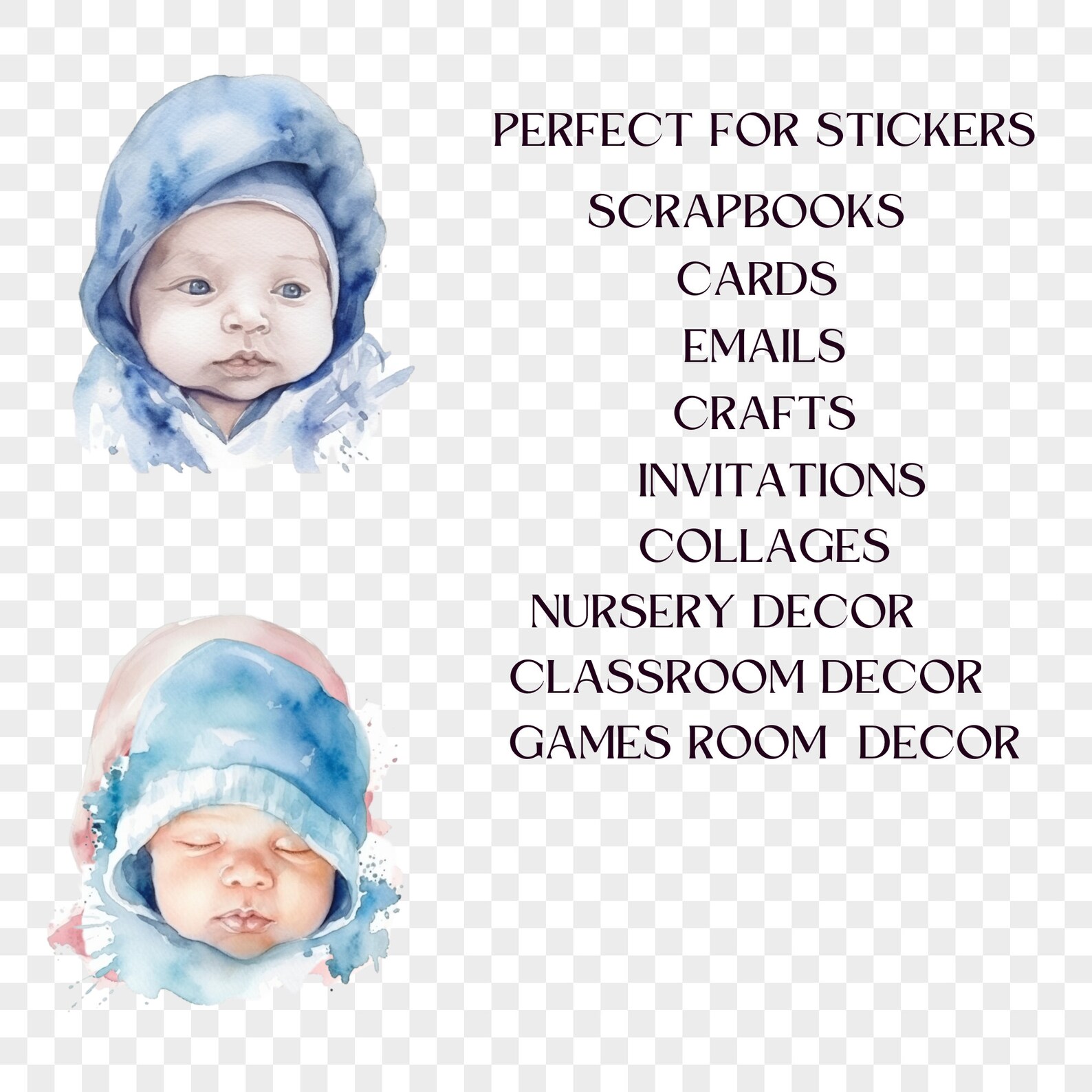 Watercolor Newborn Baby Boy Clipart Bundle, Newborn Clipart, Baby ...