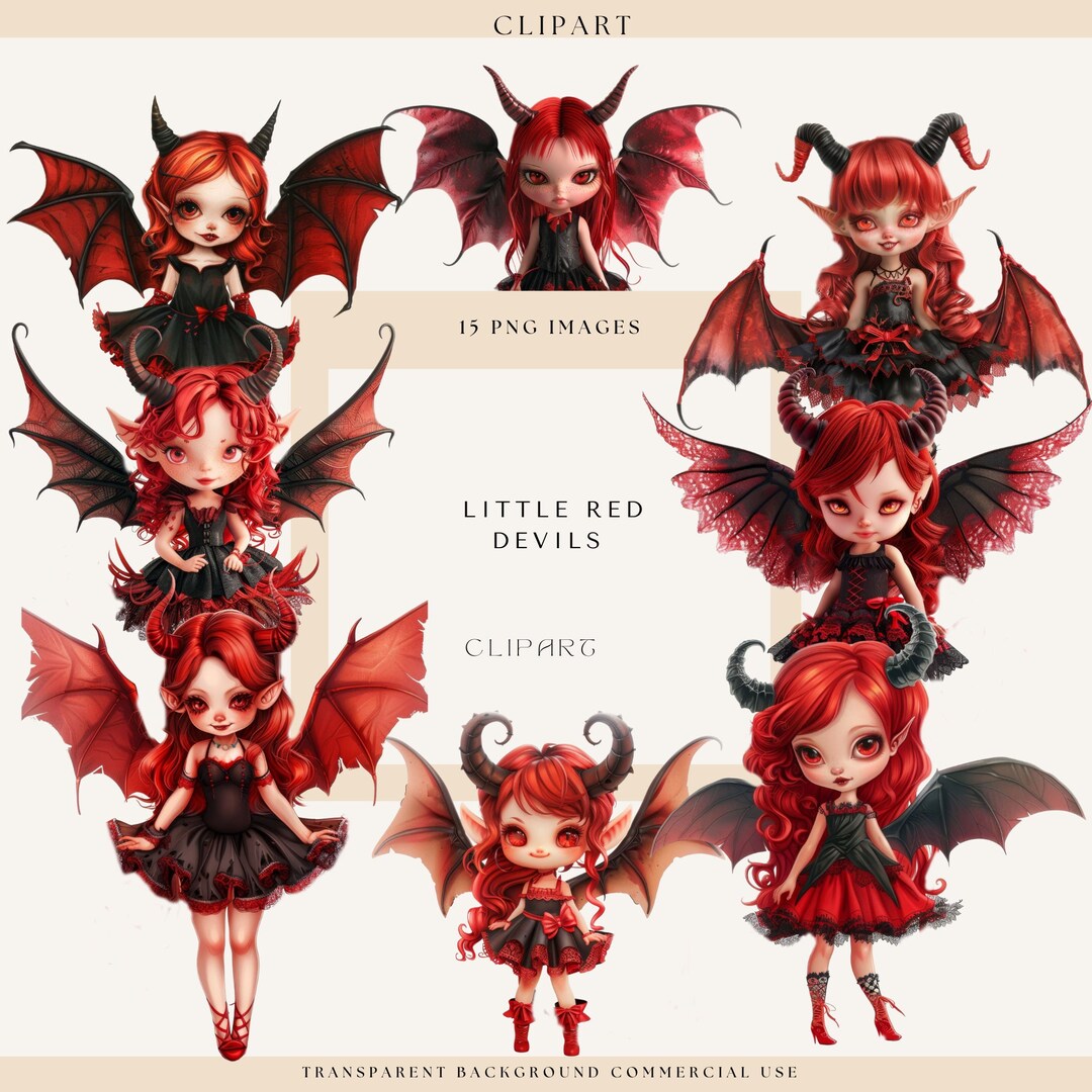 Little Devil Clipart, Halloween Clipart, Little Red Devils, Girl Devil ...