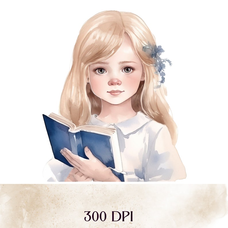 Church Girls Bible Vibes Reading Girl Watercolor Clipart - Etsy