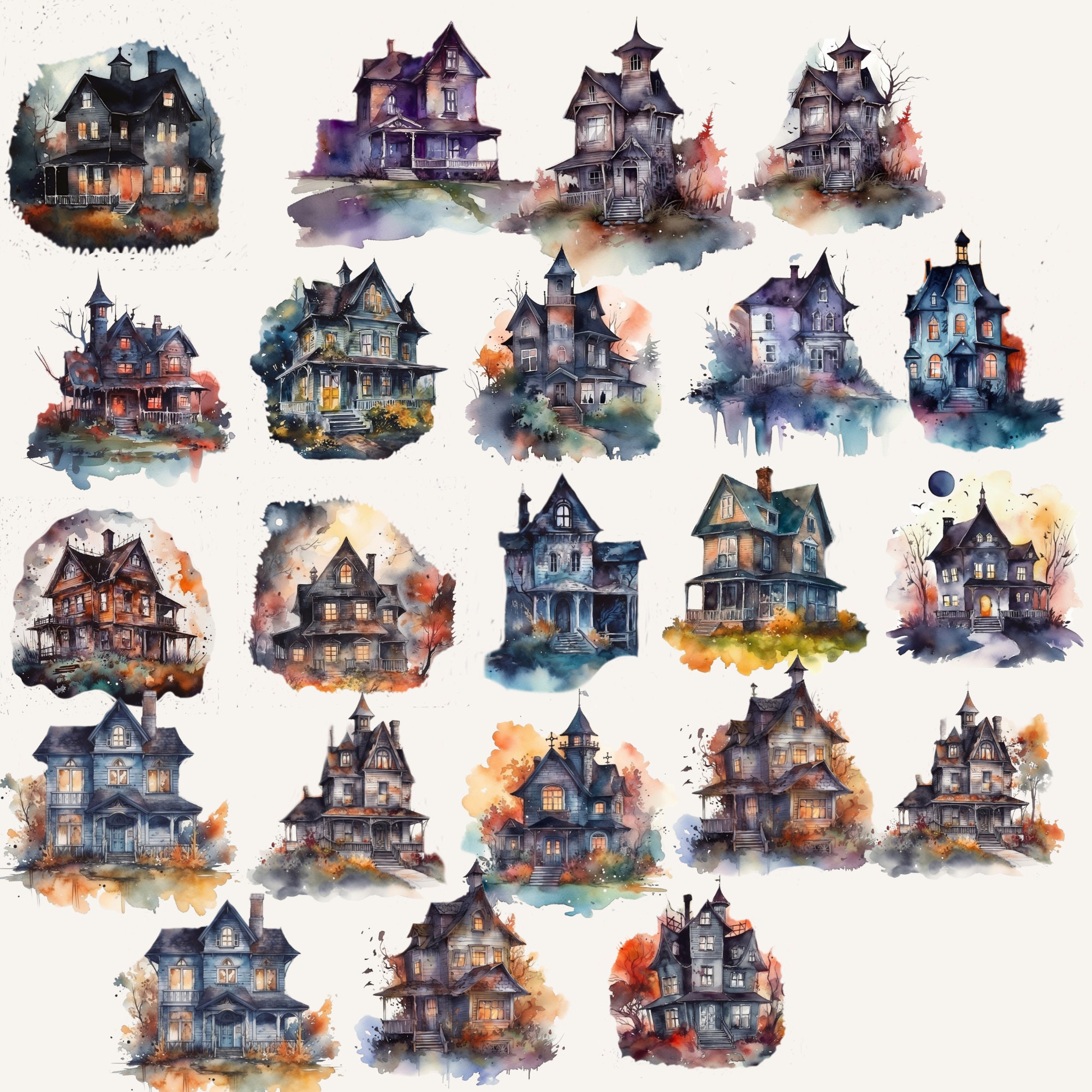Haunted House Clipart, Watercolor Haunted House, Haunted House PNG ...
