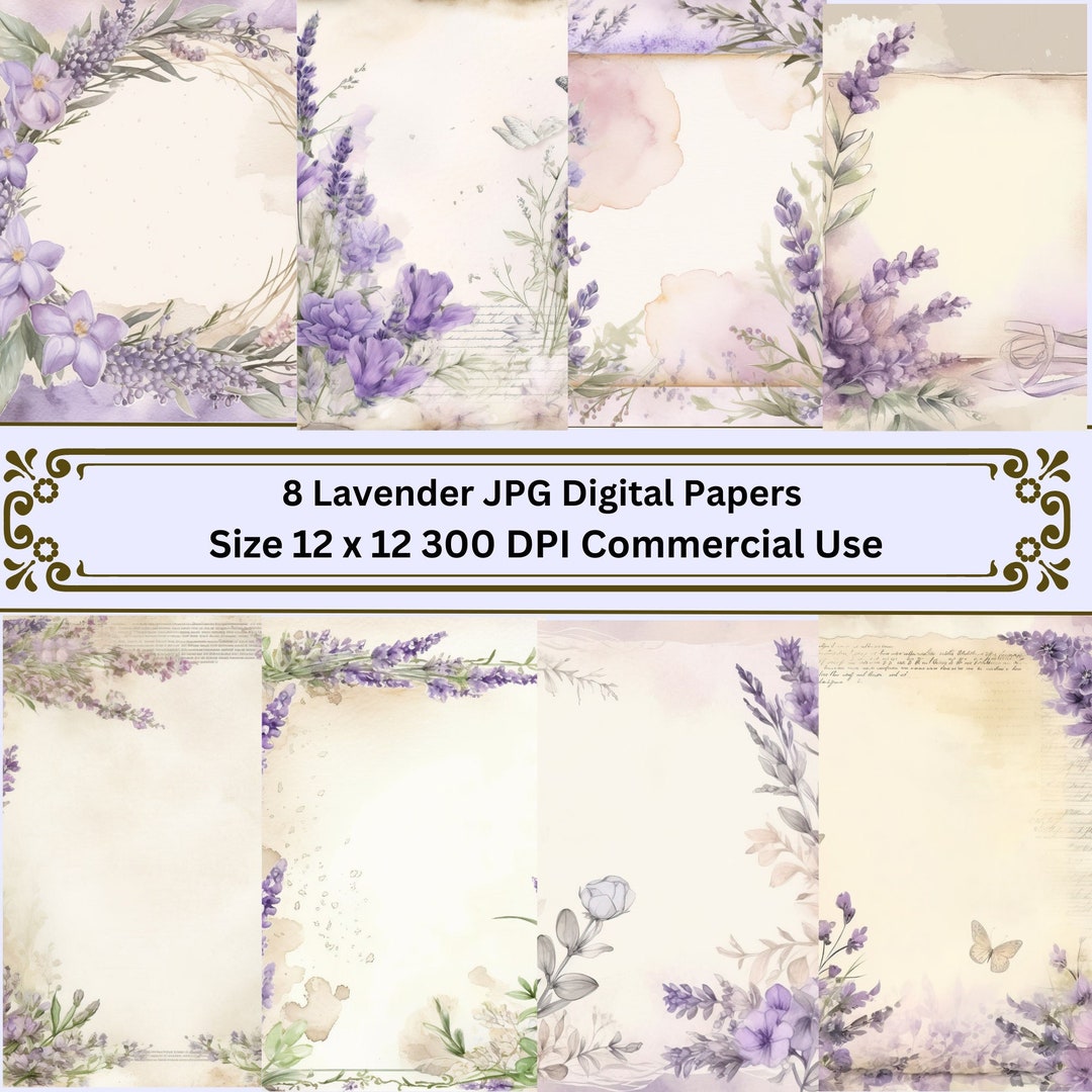 Lavender Floral Watercolor Digital Paper, Abstract Lavender Pastel ...