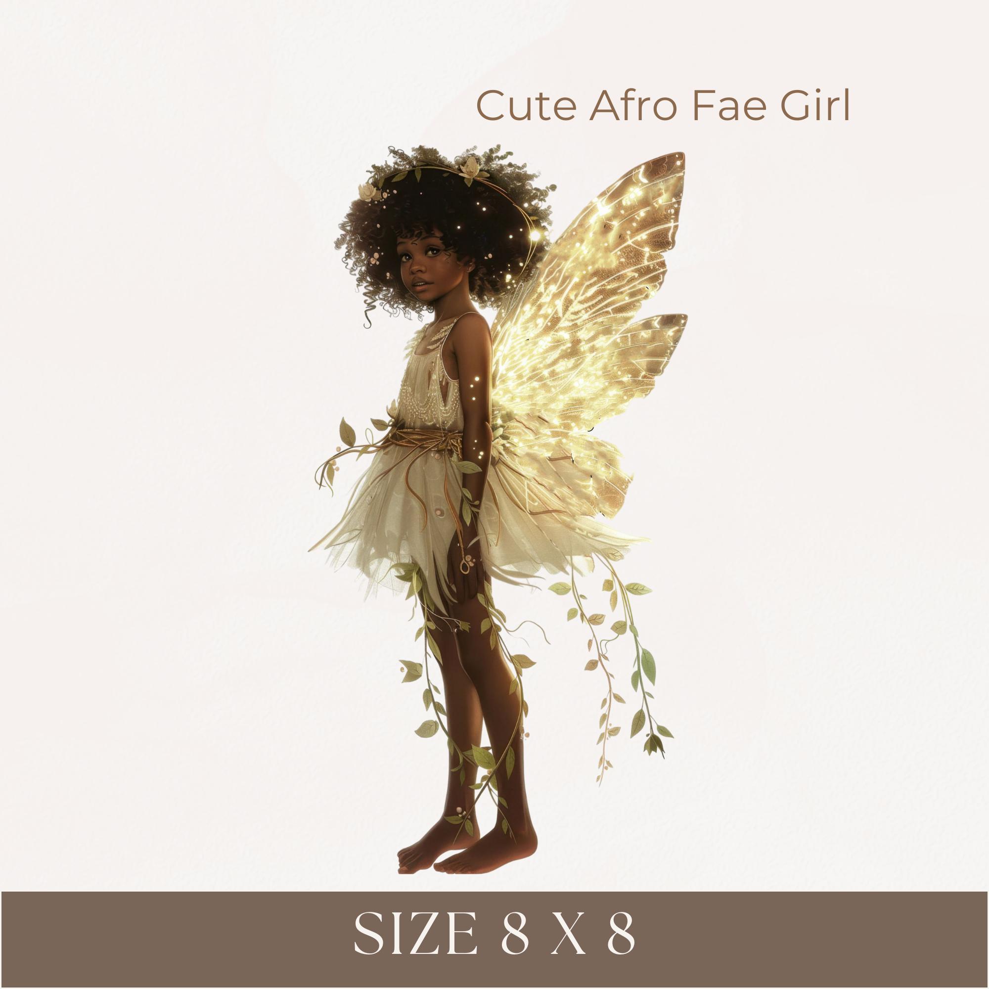 Afro Fae Clipart, Transparent PNG, Christmas Fae Junk Journal Graphics ...