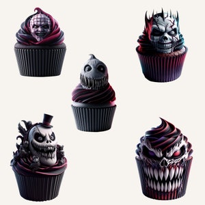 Scary Creepy Cupcake Clipart, Halloween Party Invitations, Creepy ...