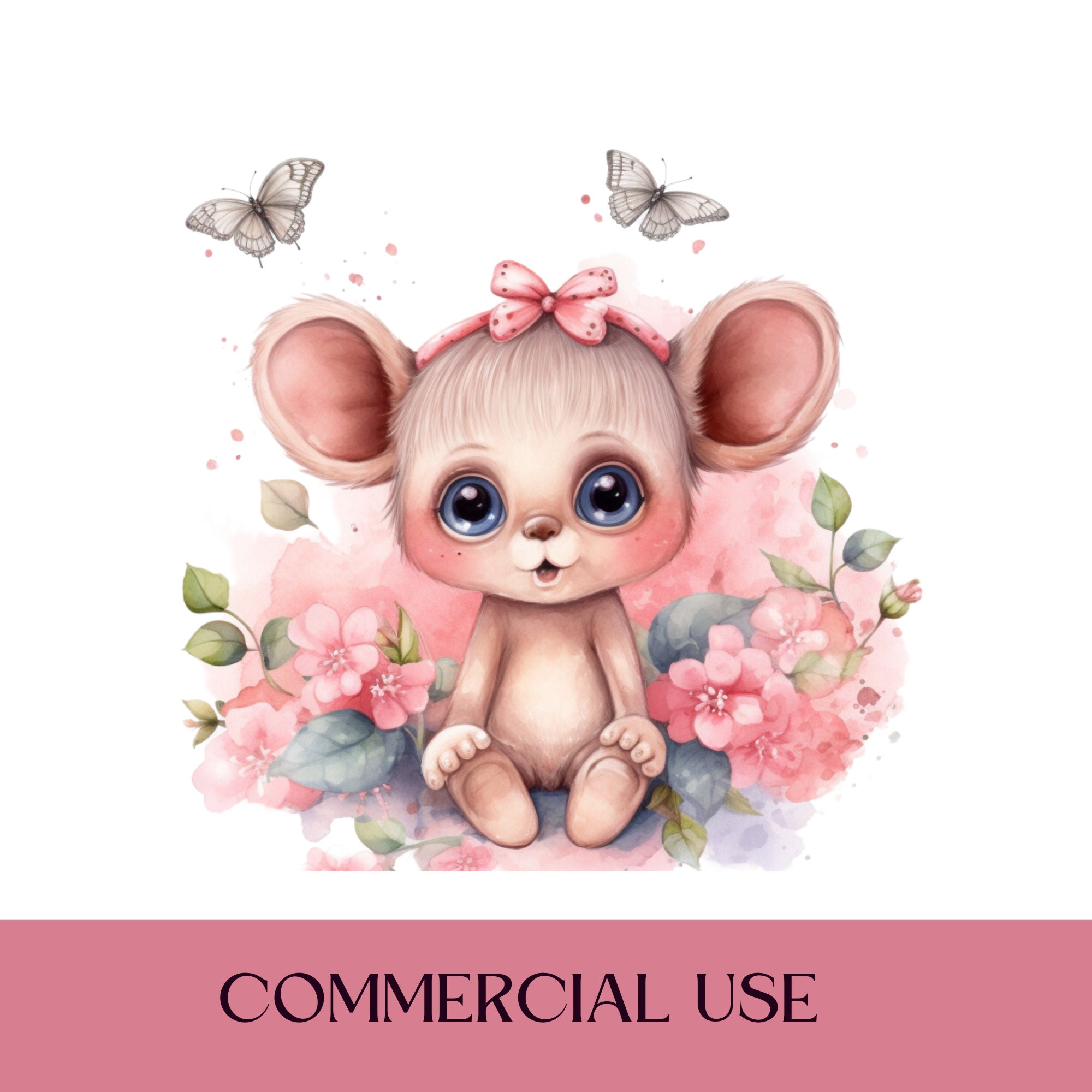 Cute Watercolor Baby Monkey Clipart Set, Monkey PNG, Baby Shower ...