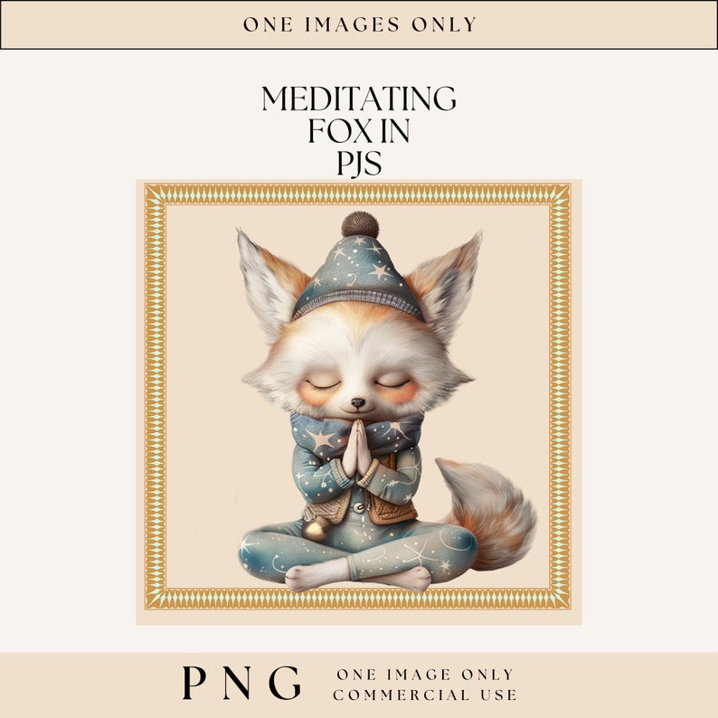 Meditating Fox, Yoga Clipart, Meditating Clipart, Relaxation Clipart ...