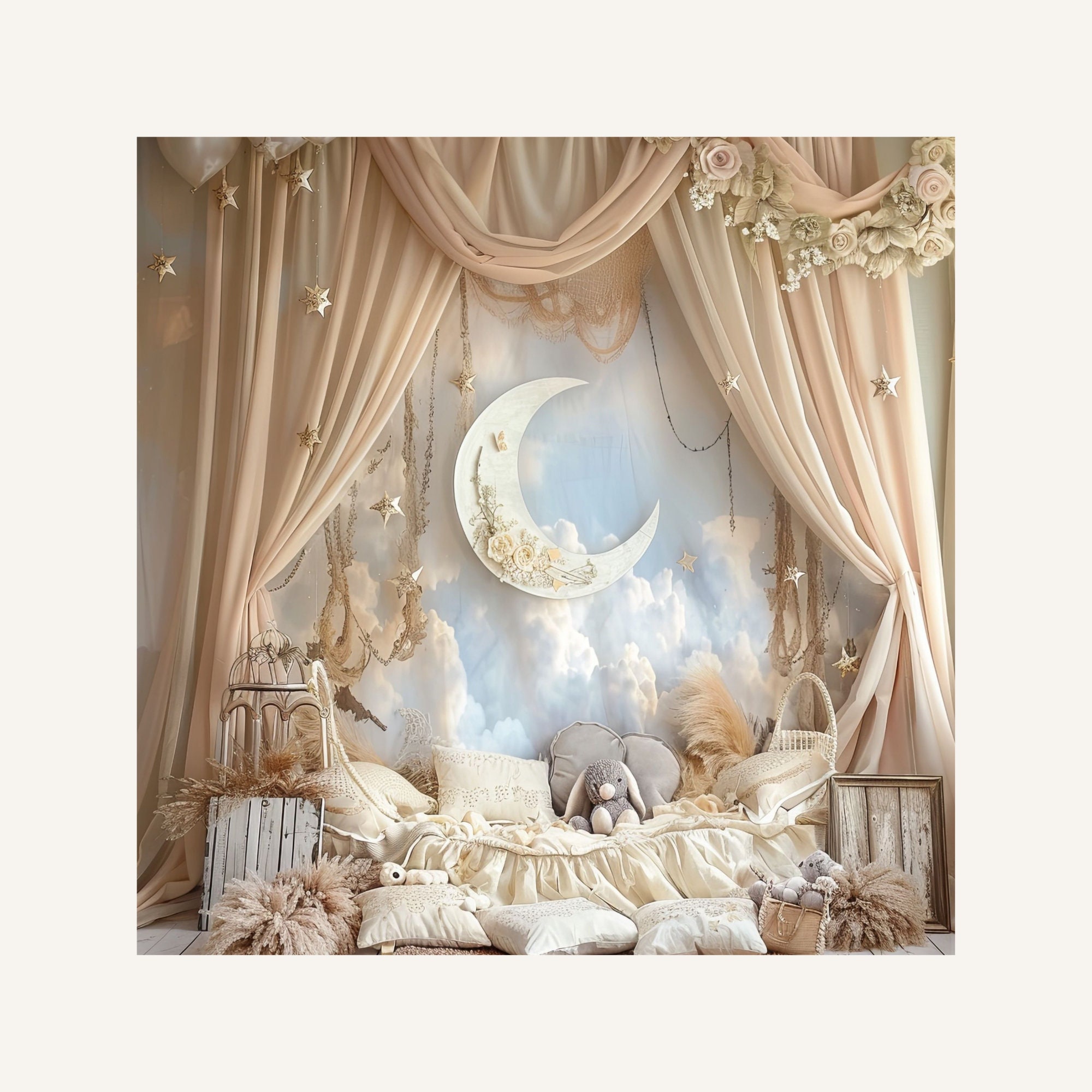 Digital Backdrop, Boho Background Papers, Moon Backdrops, Maternity ...