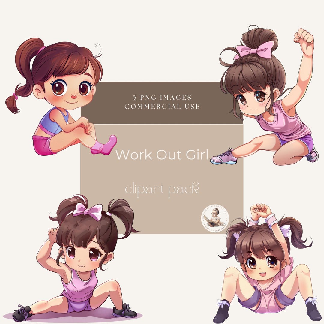 Workout Girl Graphics, Workout Clip Art, Fitness Girl Clipart, Exercise ...