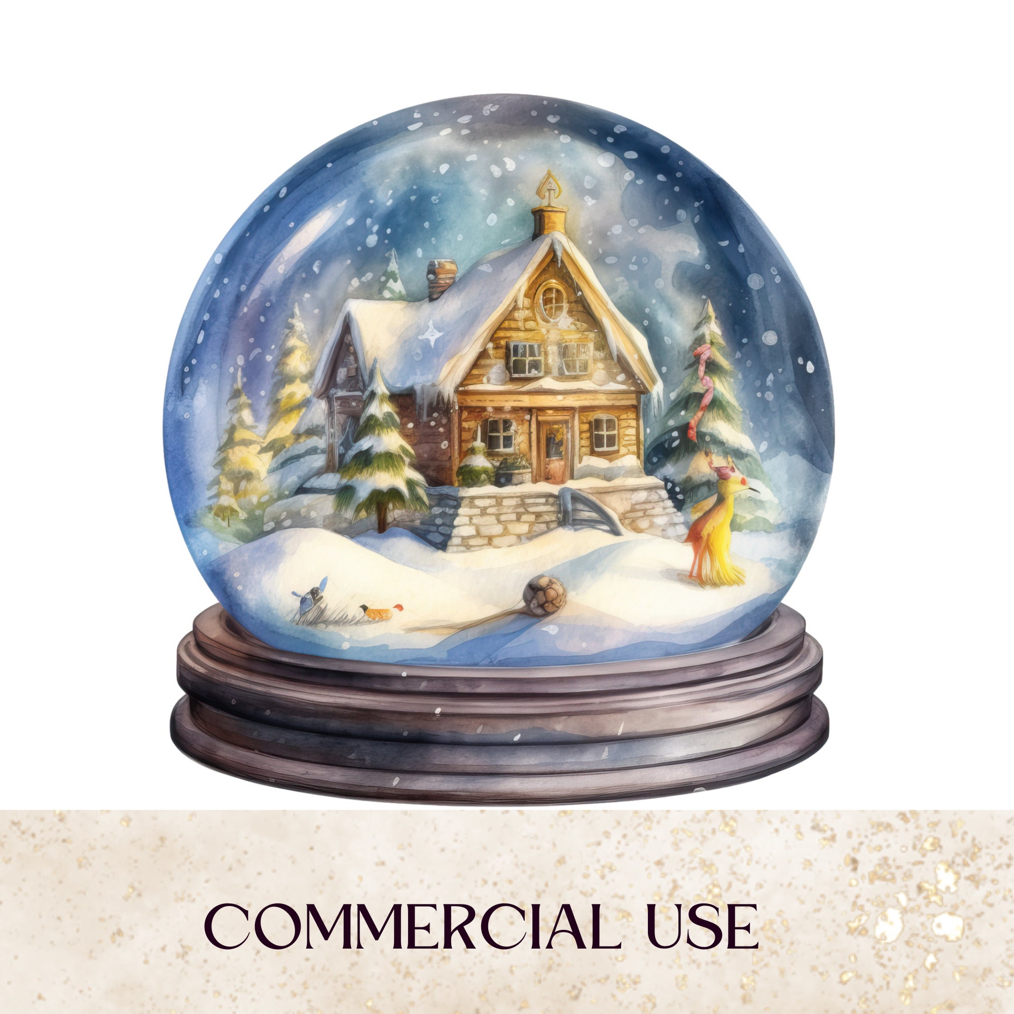 Christmas Snow Globe Clipart, Watercolor Christmas Clipart, Christmas ...