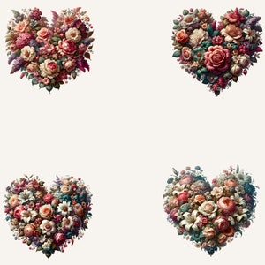 Floral Heart Clipart, Victorian Valentims Day, Heart Clip Art, Heart ...