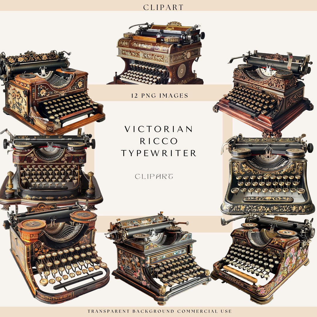 Victorian Clipart, Antique Typewriter, Ricco Typewriter. Vintage ...