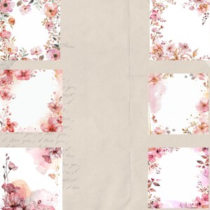 Printable Papers, Watercolor Pink Gold Floral Digital Papers ...