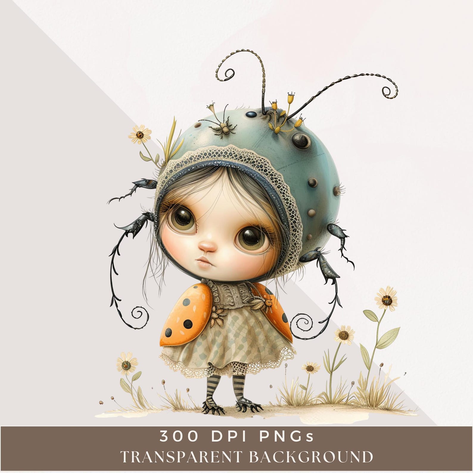 Whimsy Garden Bug Girls, Garden Clipart, Cute Bug Clipart, Whimsical ...