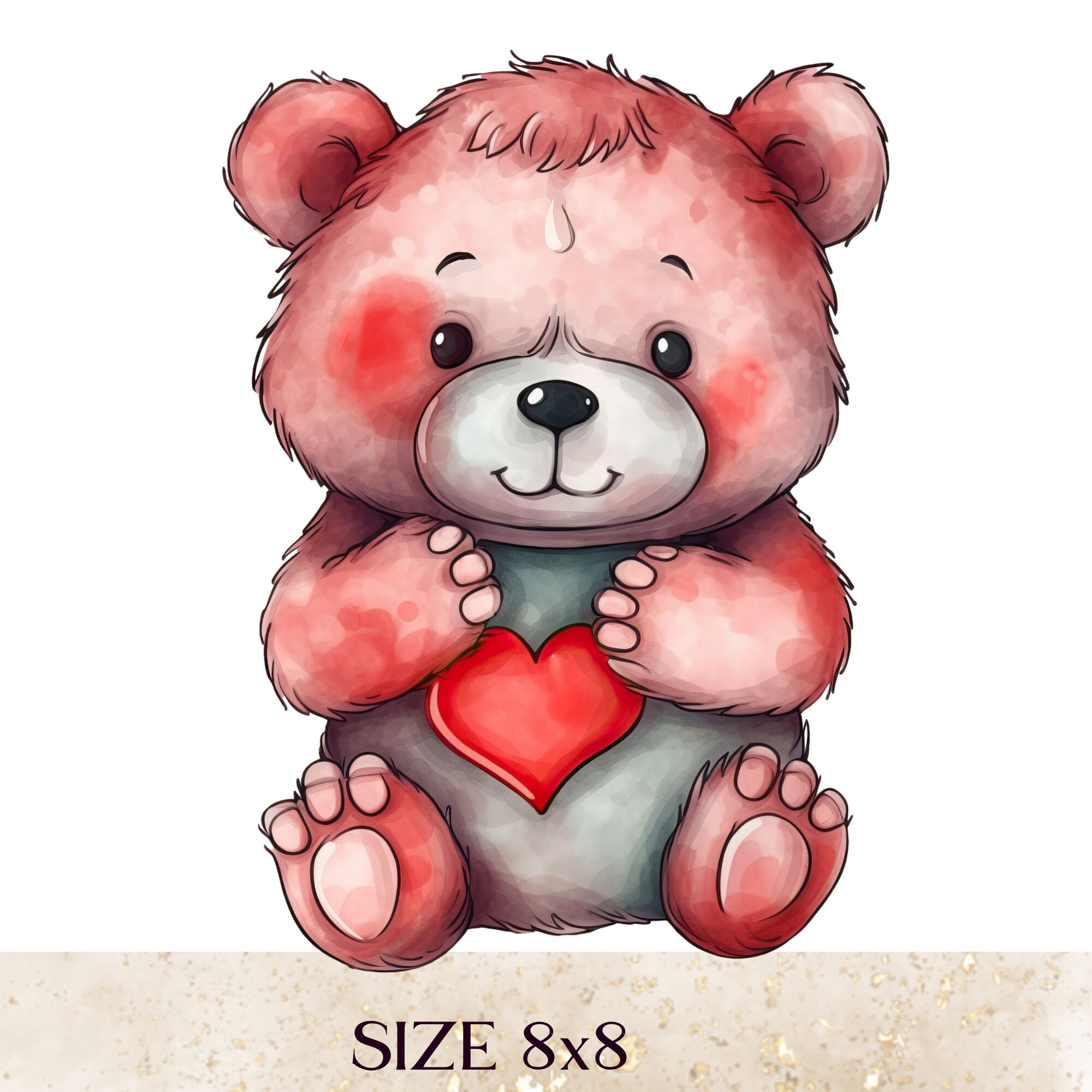 Love Heart Teddy Bear Valentine Bears Clipart Romantic - Etsy