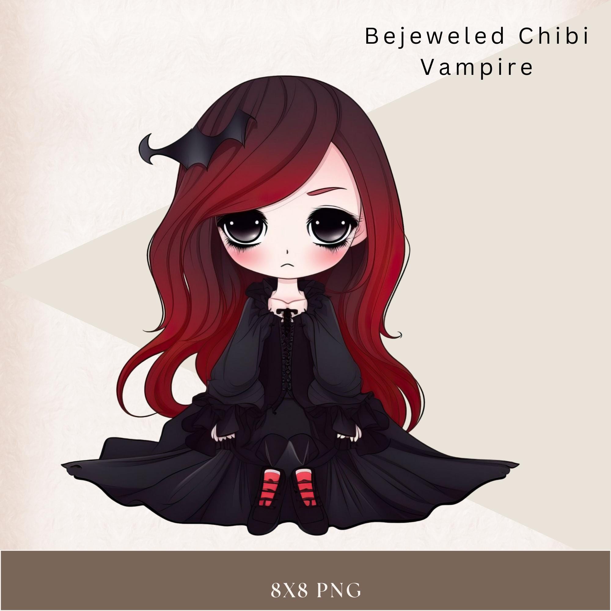 Chibi Bejeweled Vampires Clipart, Halloween Clipart, Halloween Cute ...
