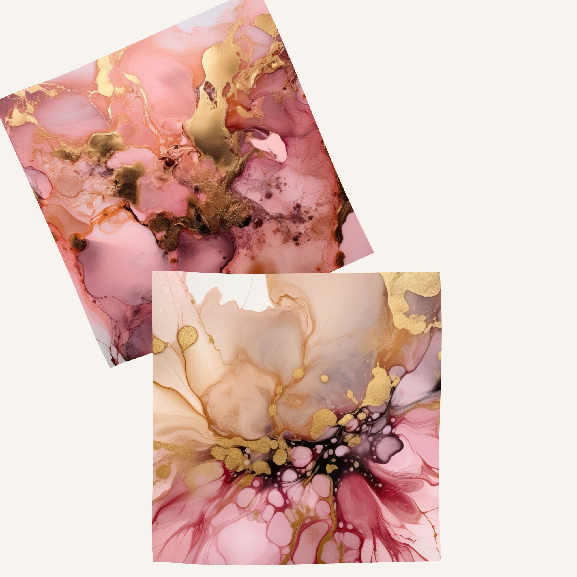 Pink & Gold Alcohol Ink Texture Digital Papers, Colorful Backgrounds ...