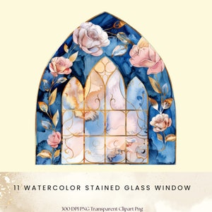 Watercolor Stained-glass Windows Clipart, Vintage Church Window With ...