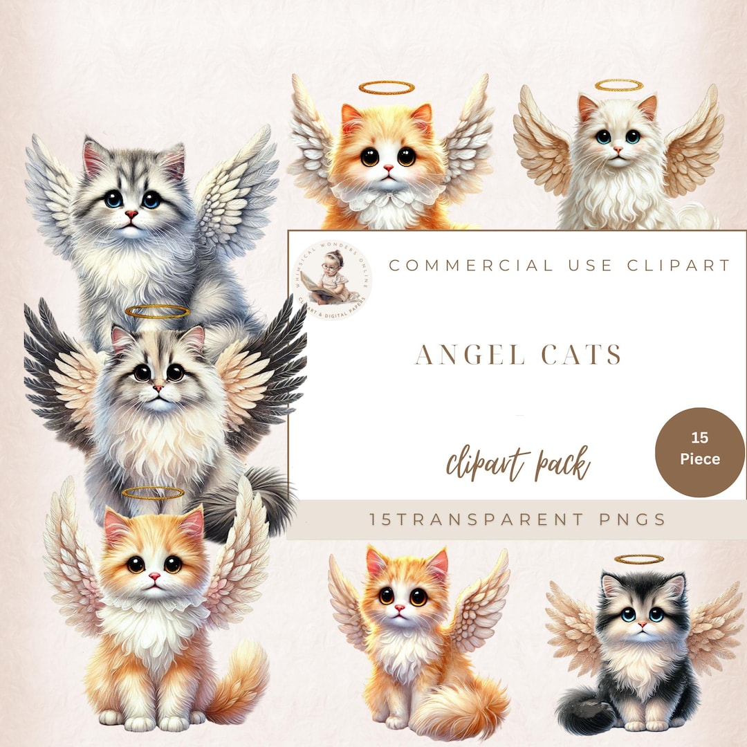 Cat Angel Clipart, Angel Cat Clipart, Cat Clipart, Pet Loss, Angel ...