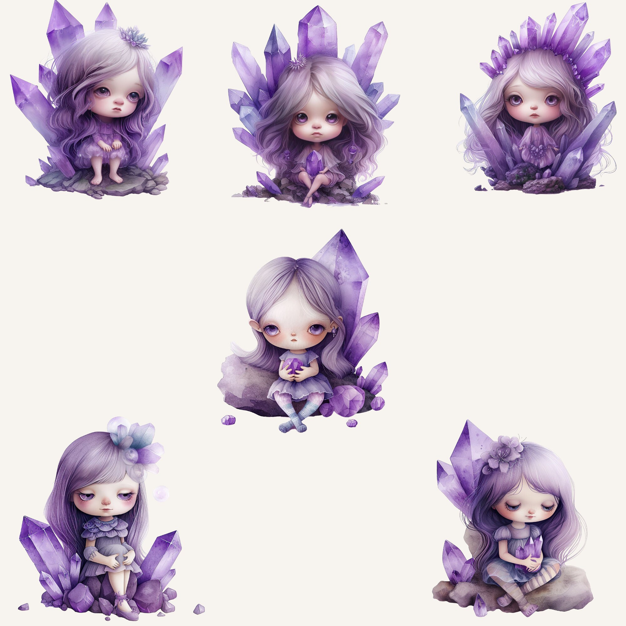 Amethyst Crystal Clipart, Amethyst Crystal Girl, Fantasy Clipart ...