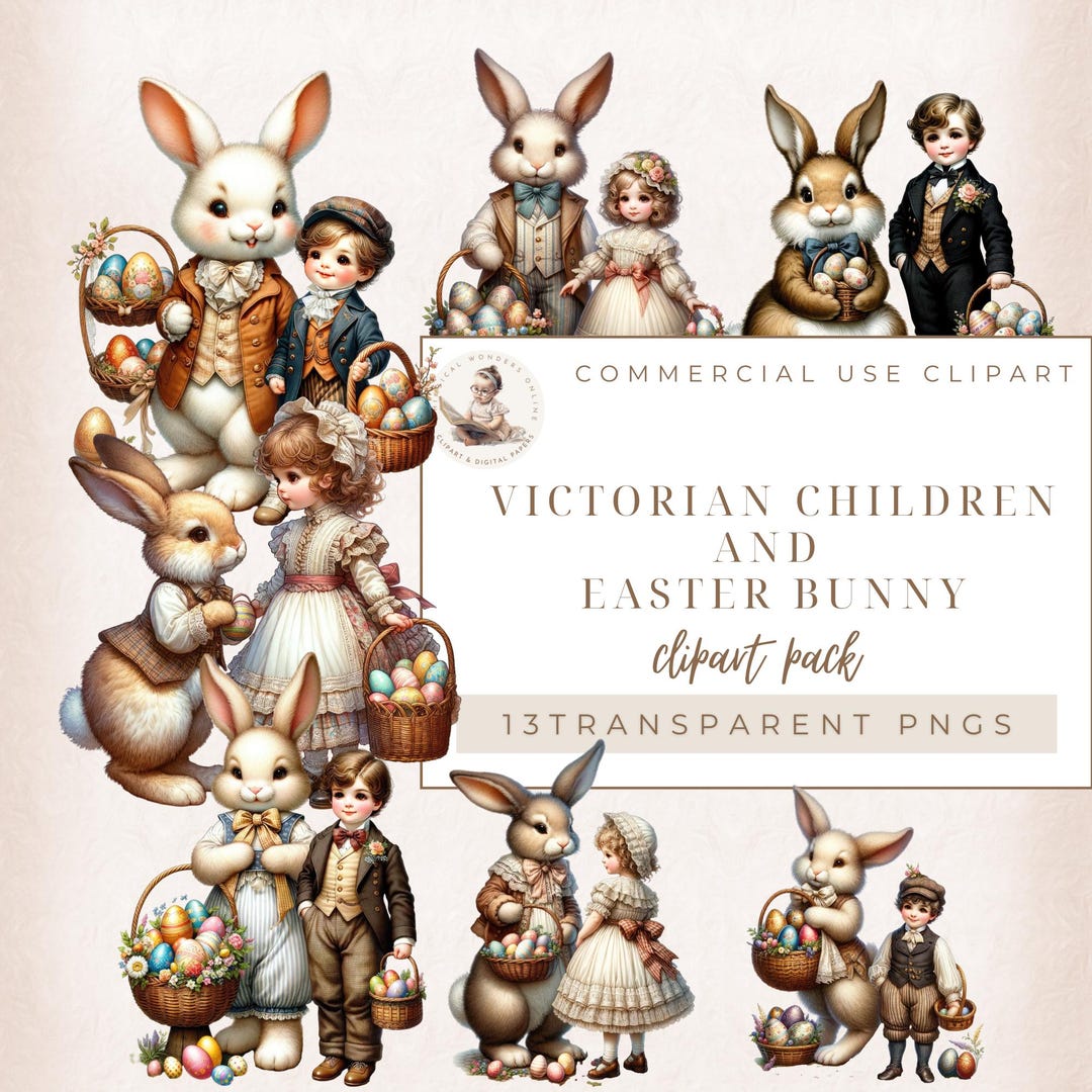 Cute Easter Clipart, Victorian Children Clipart, Fashion Clipart ...