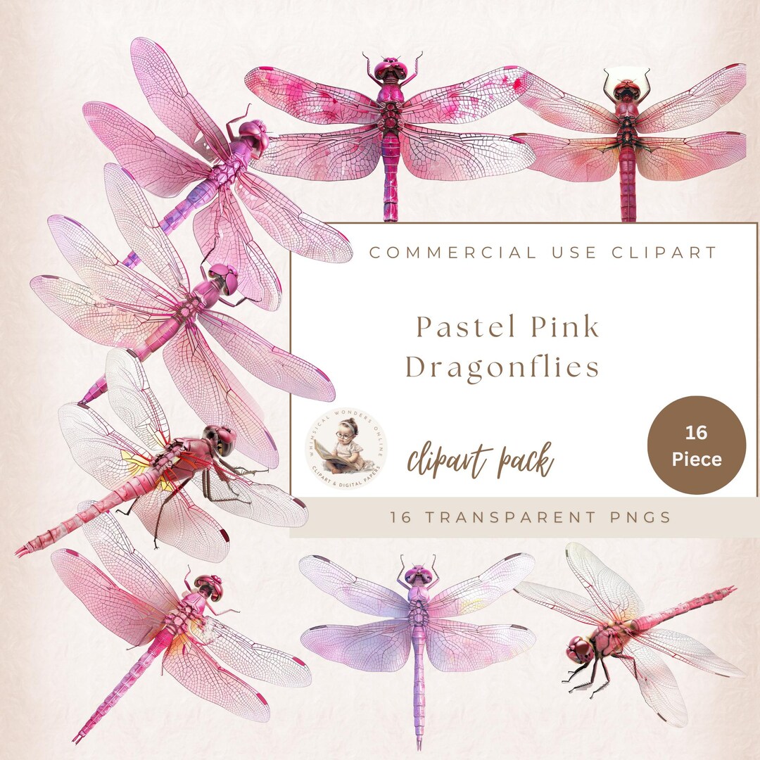 Pastel Pink Dragonfly Clipart, Dragon Fly Clip Art, Insect Clipart ...