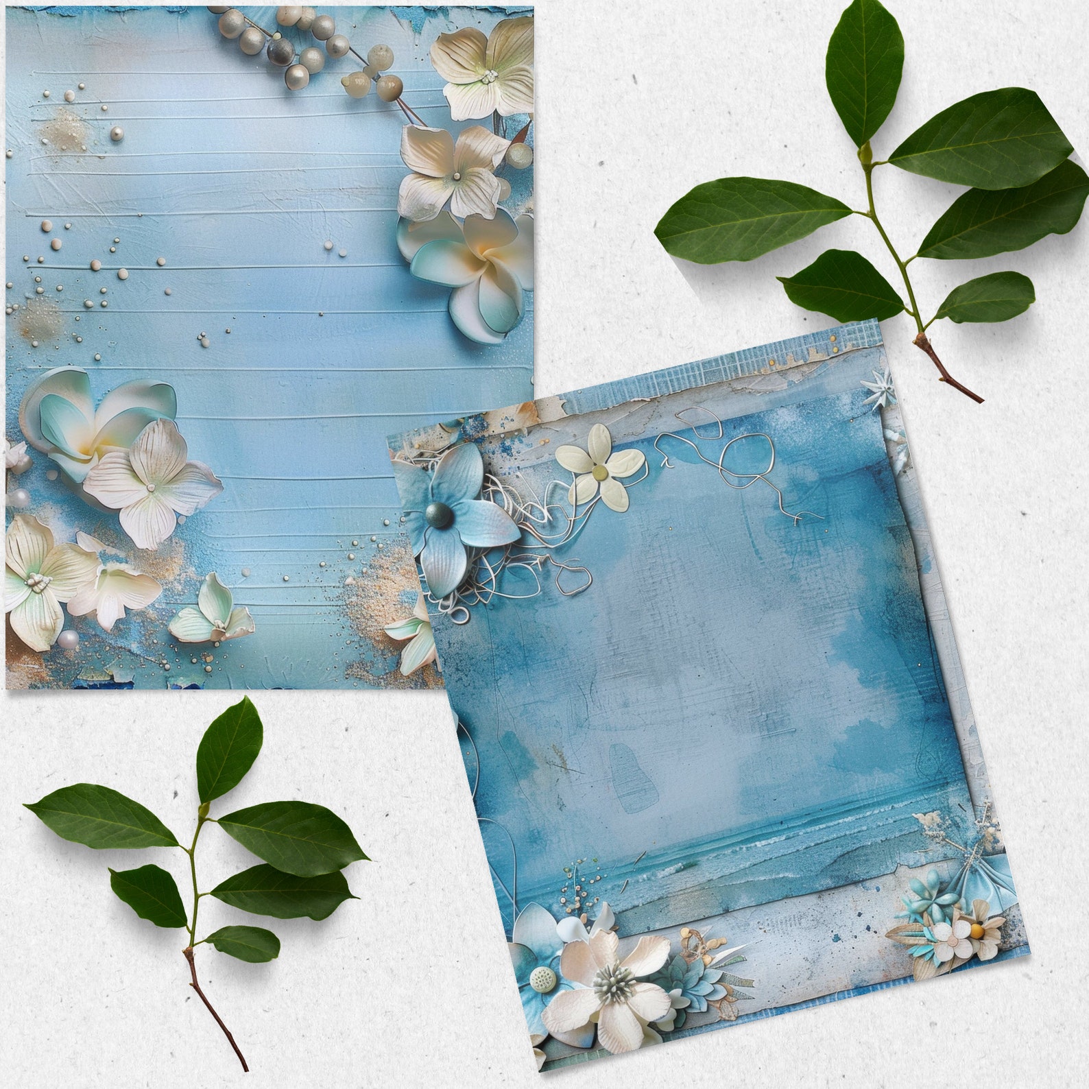 Printable Texture Shabby Chic Digital Papers, Blue Texture Paper, Blue ...