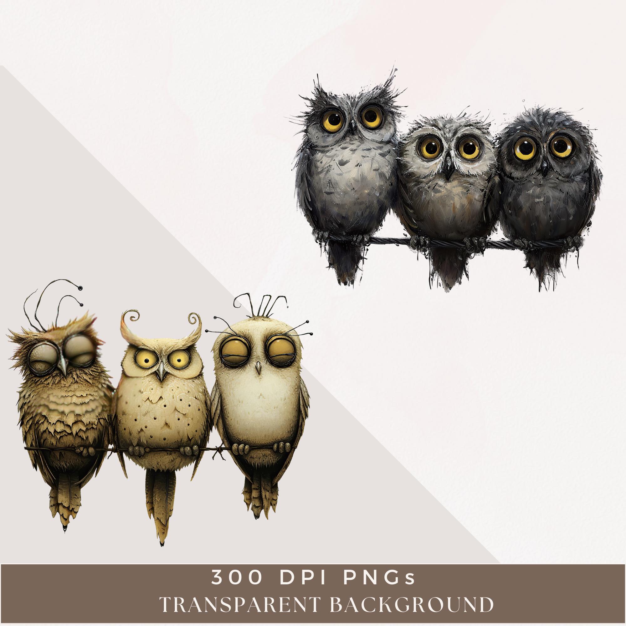 Quirky Owl Clip Art, Owl on A Rope, Funny Owl, Pets Clipart, Whimsical ...